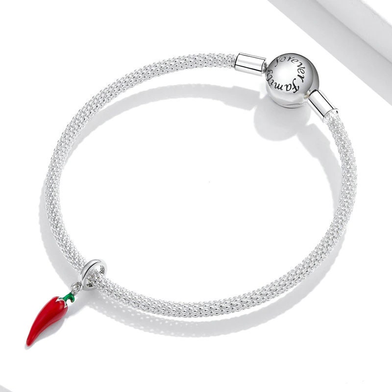 Sterling Silver Red Chili Pepper Charm & Avocado Charm Fits Pandora ...