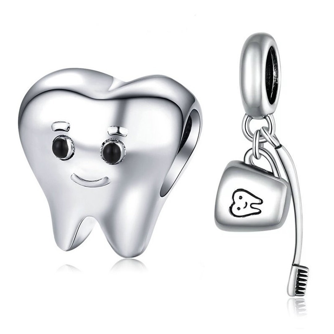Sterling Silver Smiley Tooth Charm Fits Pandora-style Bracelets ...