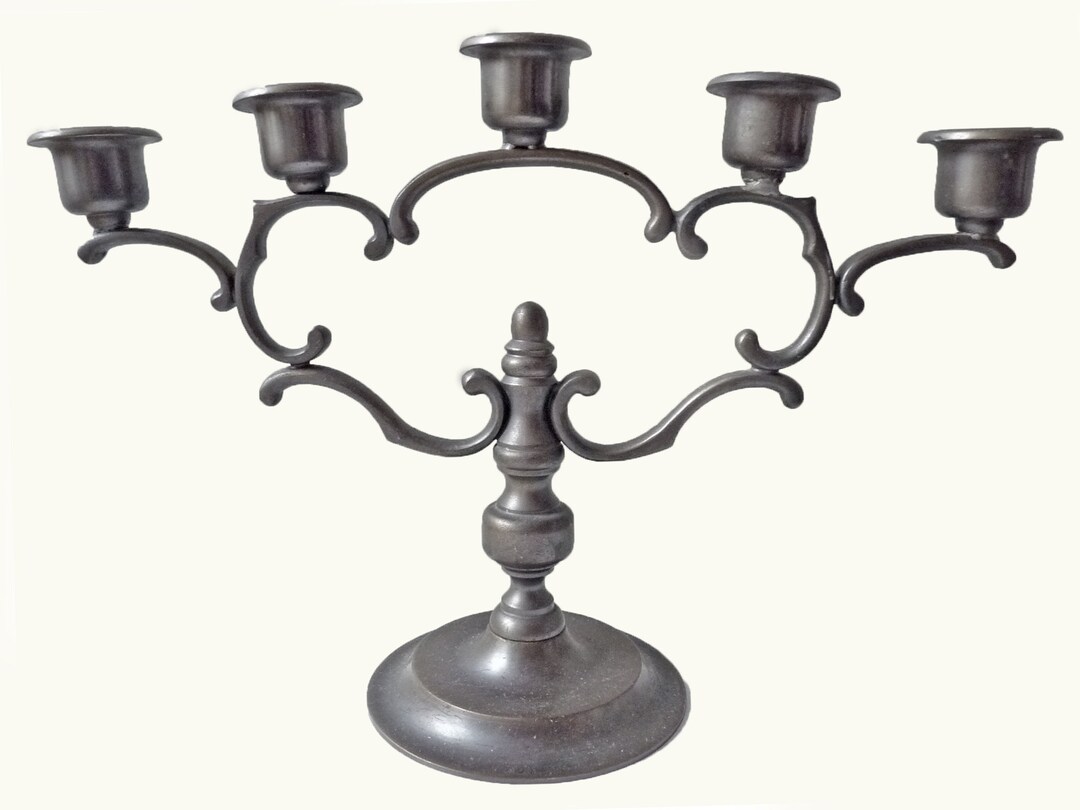 Large Altar Church Candlestick, Pewter, Silver Colored Metal, Boho ...