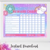 Kids Reward Chart Editable Reward Chore Tracker Toddler & Girls Chore ...