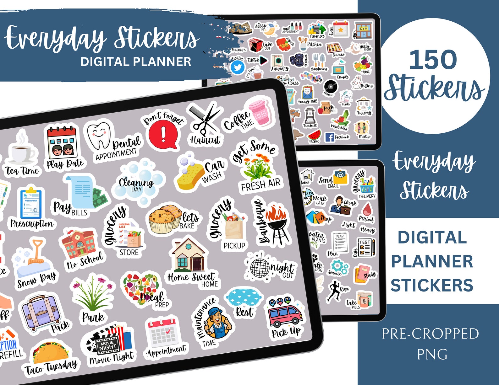 Everyday Life Digital Planner Stickers: 150+ Pre-cropped PNG Stickers ...
