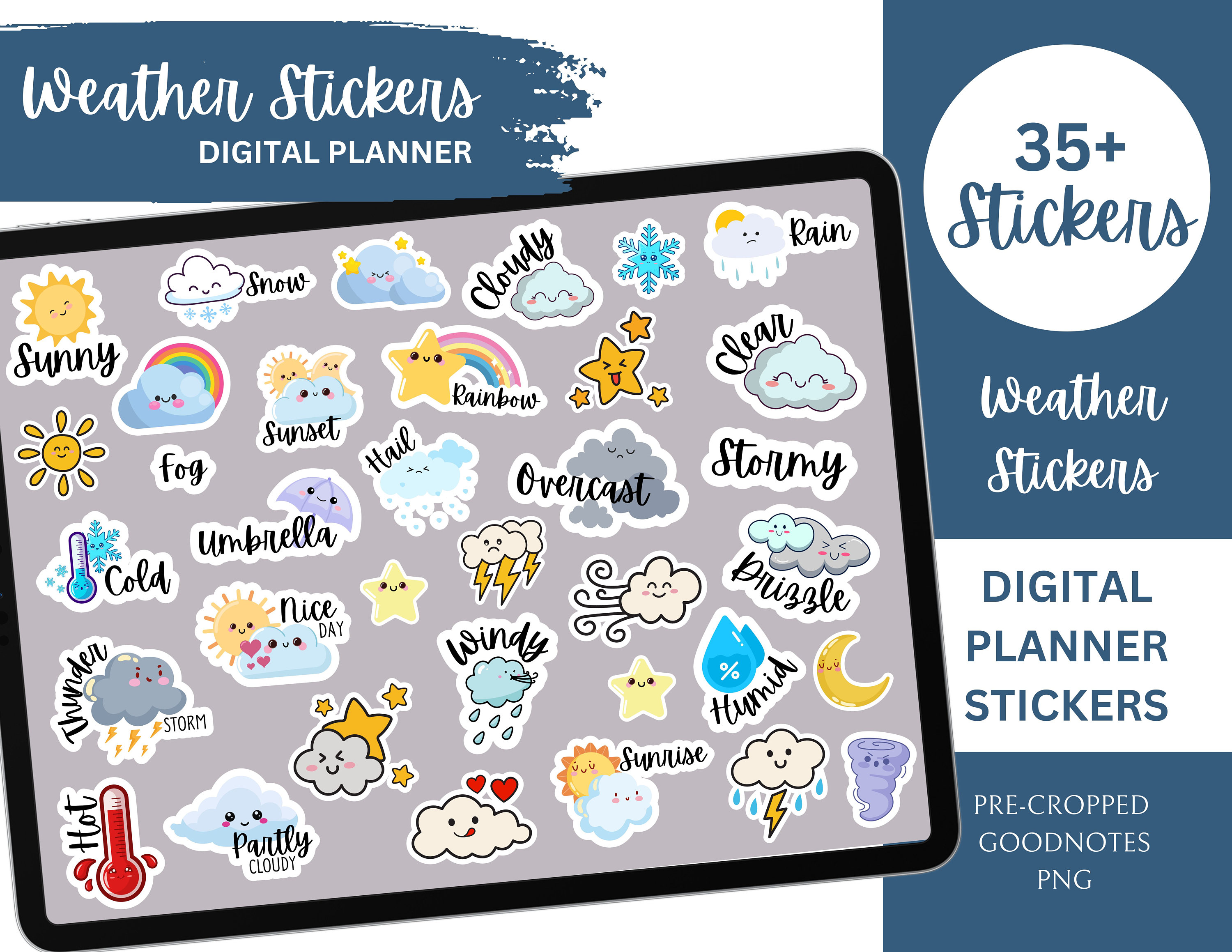 Weather Digital Stickers, Weather Stickers, Pre-cropped Goodnotes ...