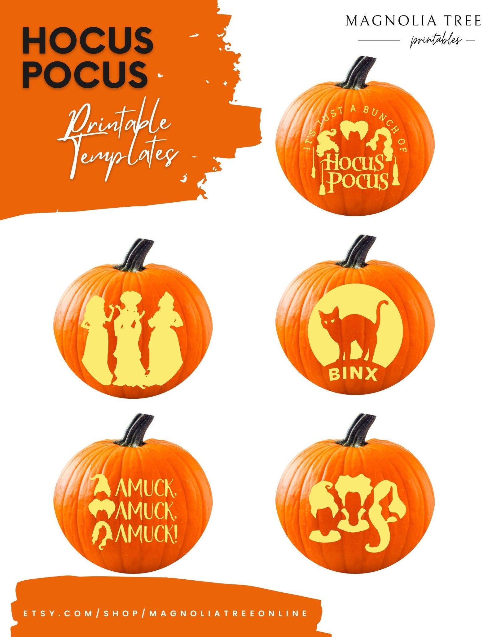 Hocus Pocus Jack-o-lantern Stencils Hocus Pocus DIGITAL - Etsy