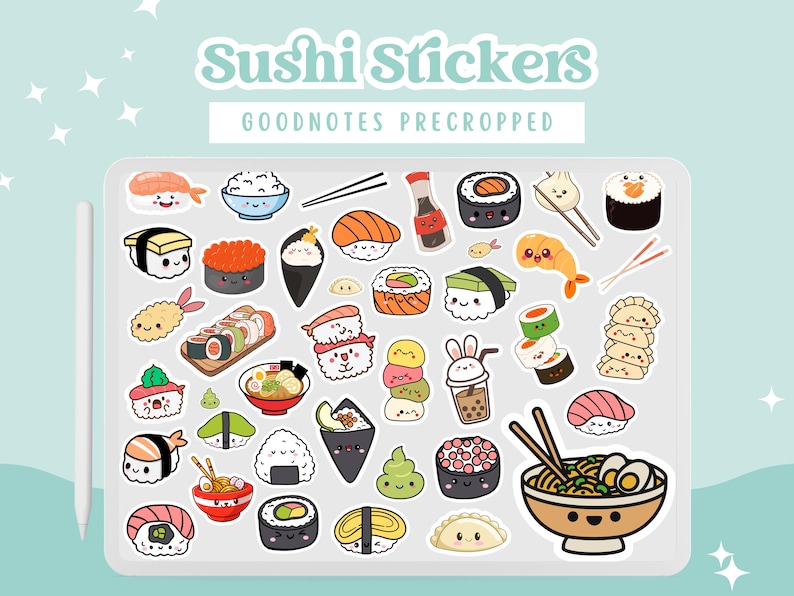 Kawaii Japanese Food Stickers | Sushi & Ramen PNG (digital Download) - Etsy