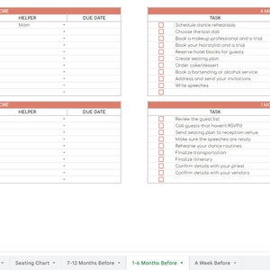 Quinceañera Planner Spreadsheet: Budget, Guest List, Seating Chart ...