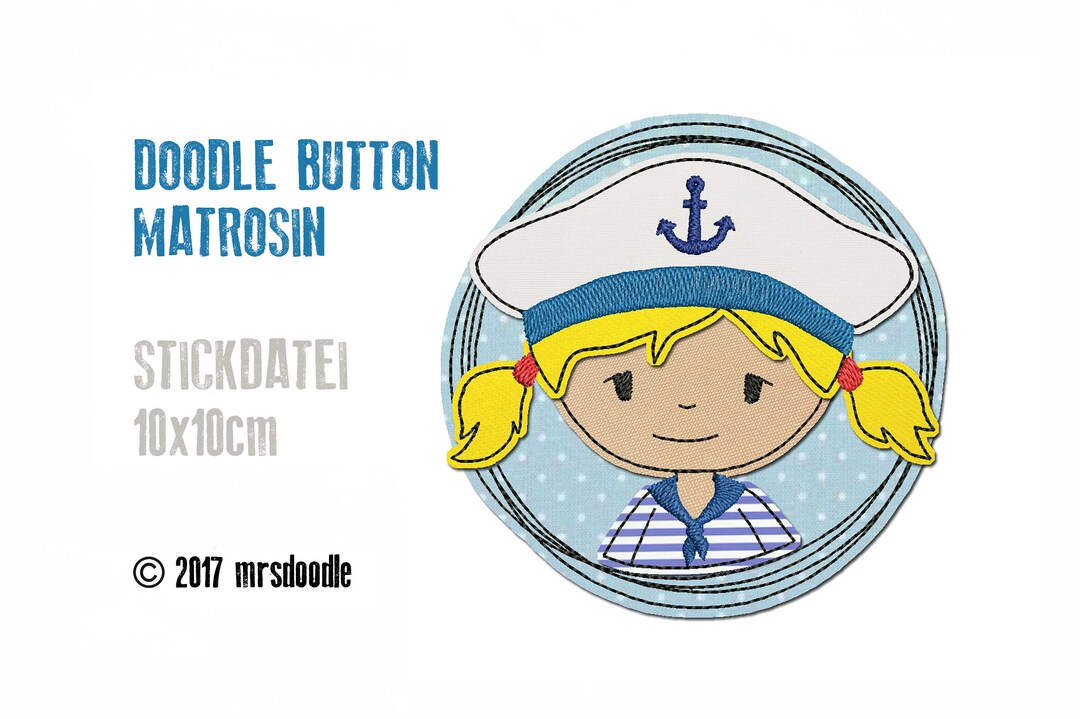 Embroidery File Sailor Doodle-button 10 X 10 Cm - Etsy