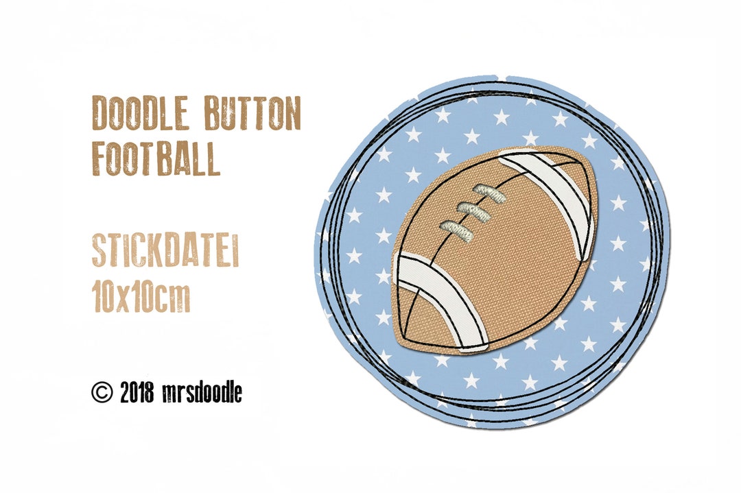 Stick File Football Doodle Button 10 X 10 Cm - Etsy