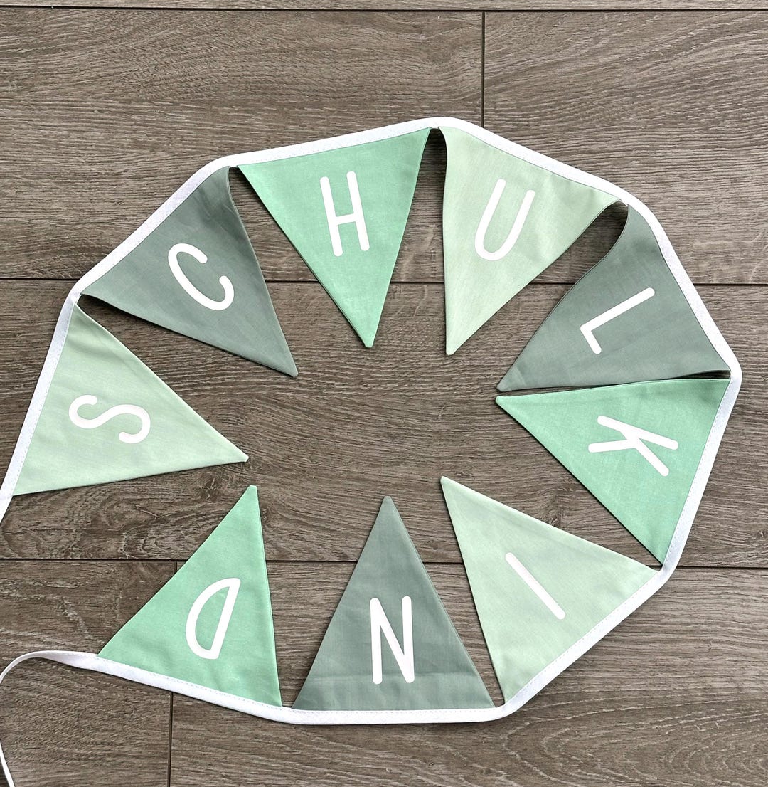 Wimpelkette Schulkind, Wimpelkette Einschulung, Geschenk Einschulung, Deko Einschulung, Grün - Etsy