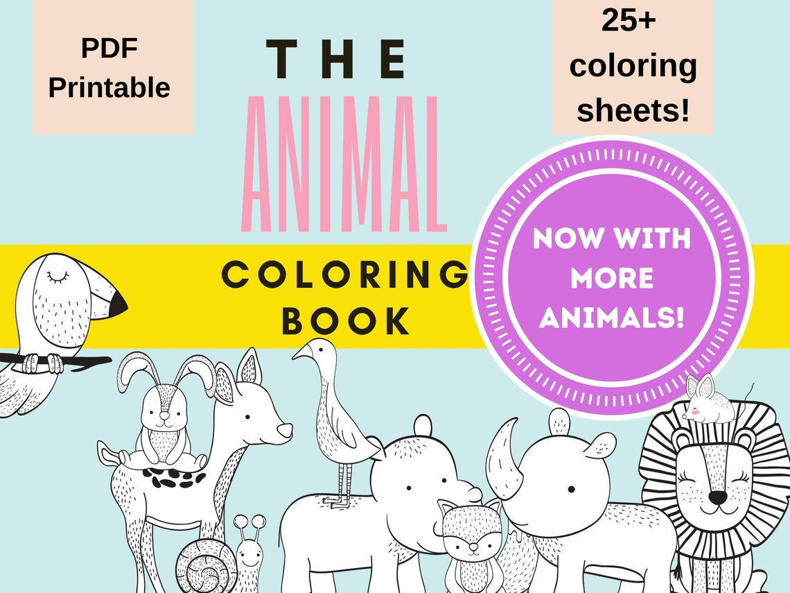 Animal Coloring Book for Kids Printable Coloring Book for - Etsy