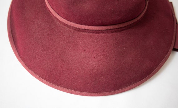 Antique Justine Broad Brim Maroon Felt Hat - Gem
