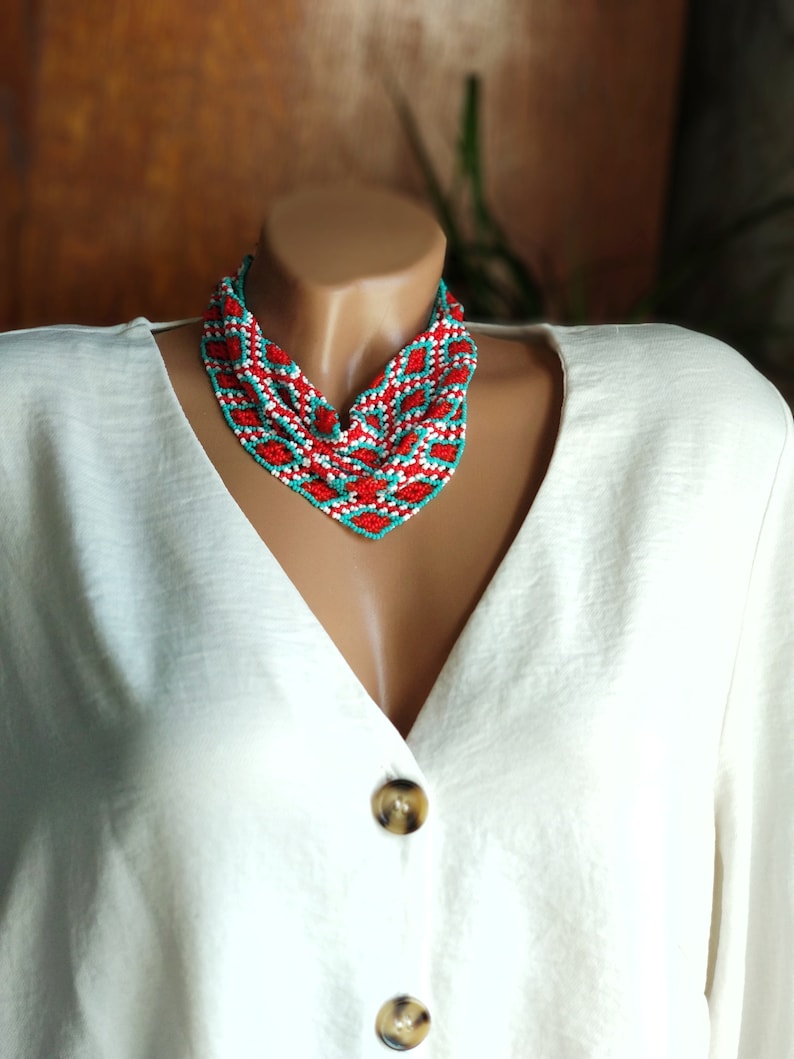 Beaded Scarf Necklace, Beaded Netted Scarf, Beaded Netted Necklace ...