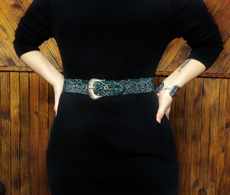 Beaded Belt Beaded Loom Belt Green Beaded Belt Snake Beaded - Etsy