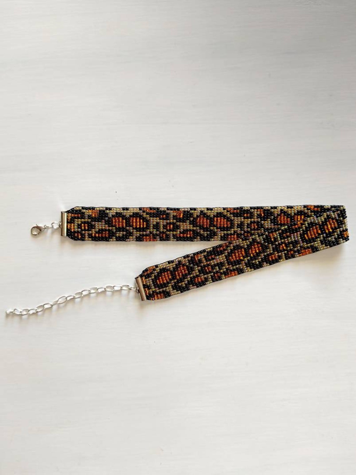 Seed Bead Sparkle Leopard Choker, Seed Bead Necklace, Boho Beaded ...