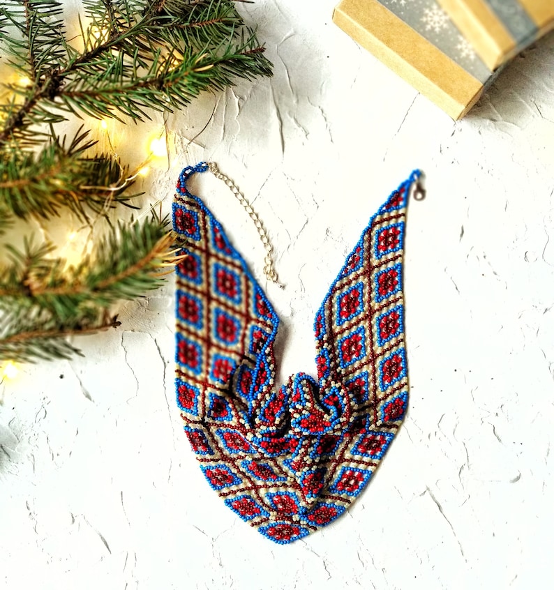 Beaded Scarf Necklace, Beaded Netted Scarf, Beaded Netted Necklace ...