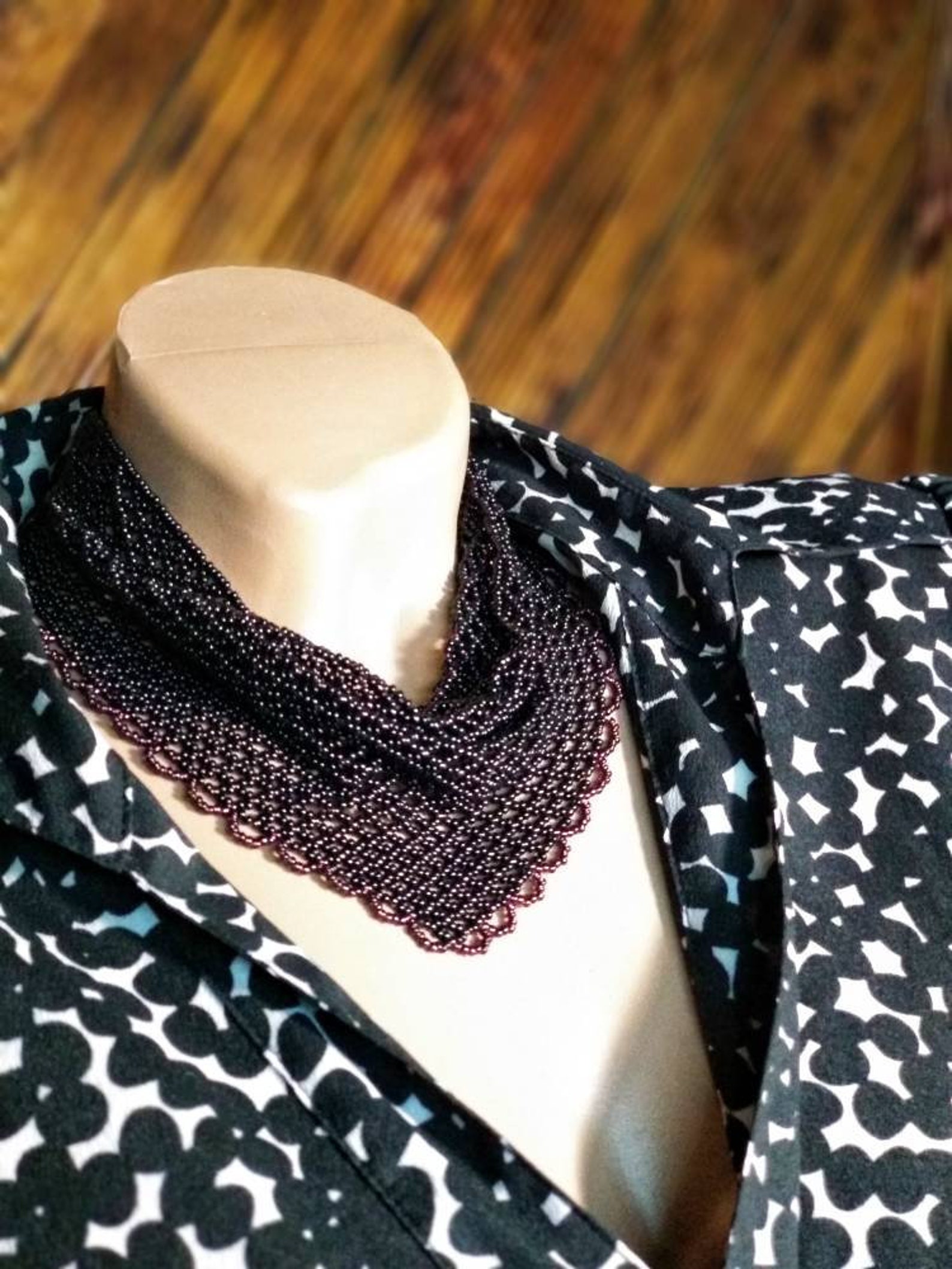 Beaded Scarf Necklace Beaded Netted Scarf Beaded Netted - Etsy UK