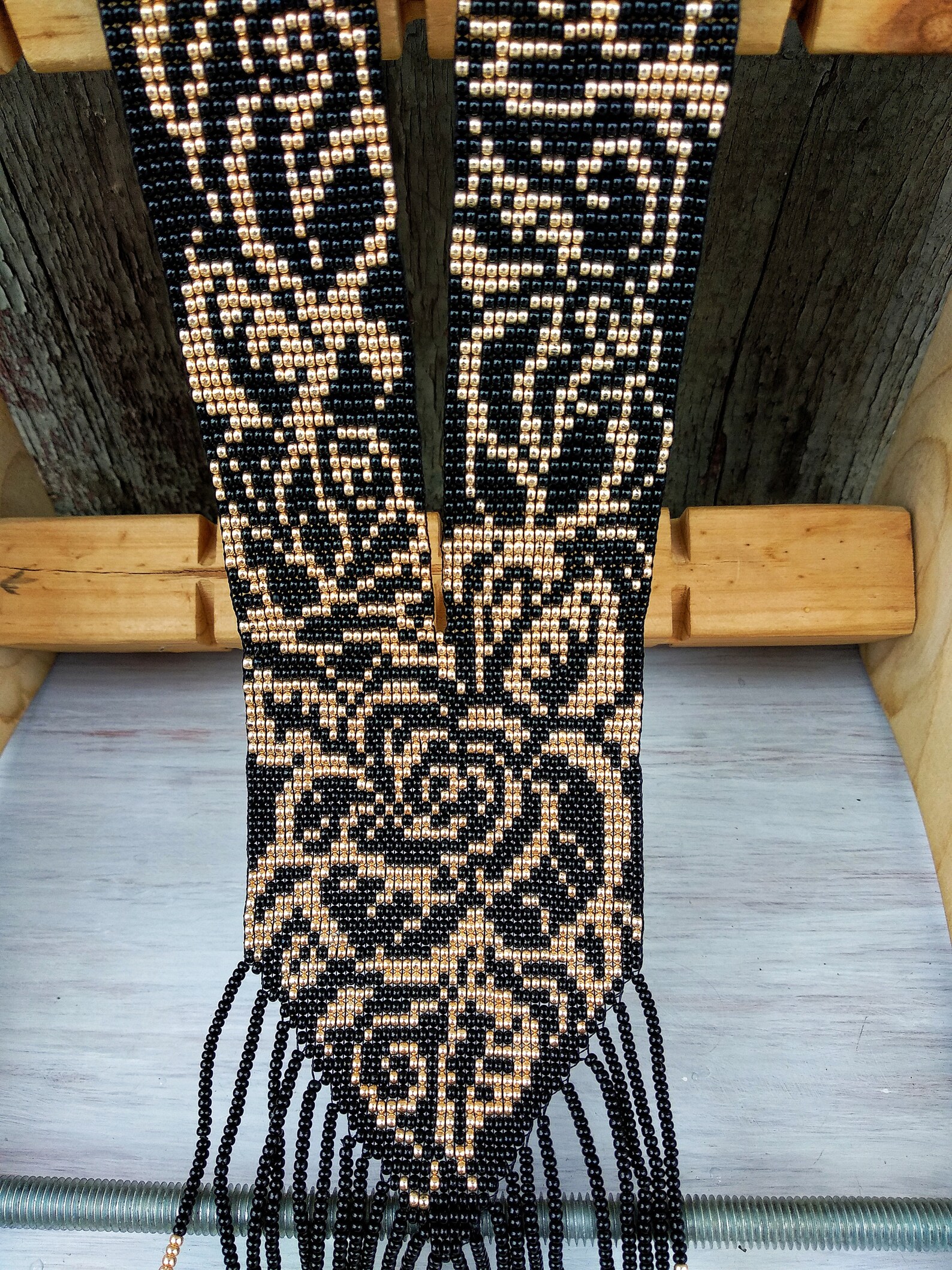 Beaded Loom Necklace Gerdan Flowers Pattern Mullti Strand Necklace Folk ...