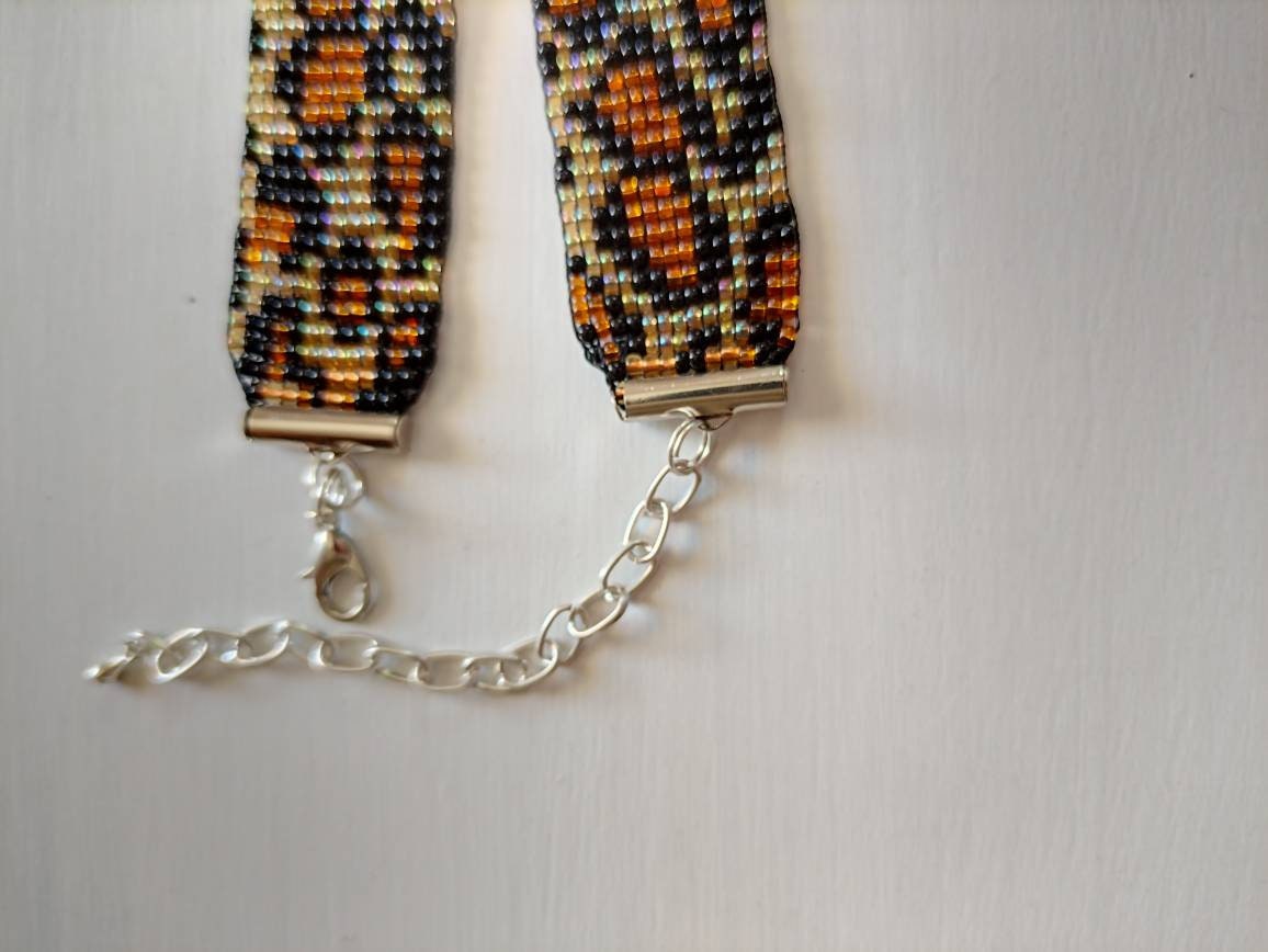 Seed Bead Sparkle Leopard Choker, Seed Bead Necklace, Boho Beaded ...