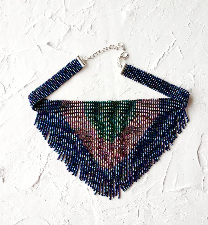 Seed Bead Fringe Choker Seed Bead Fringe Necklace Boho - Etsy