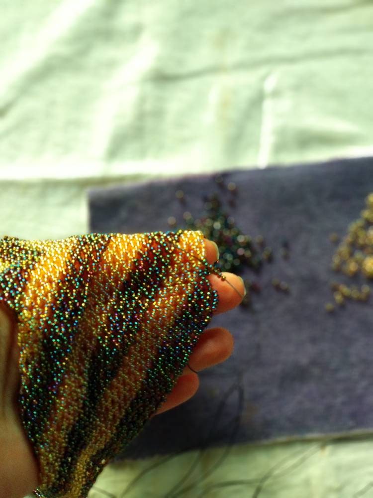 Beaded Scarf Necklace Beaded Netted Necklace Beaded Netted - Etsy