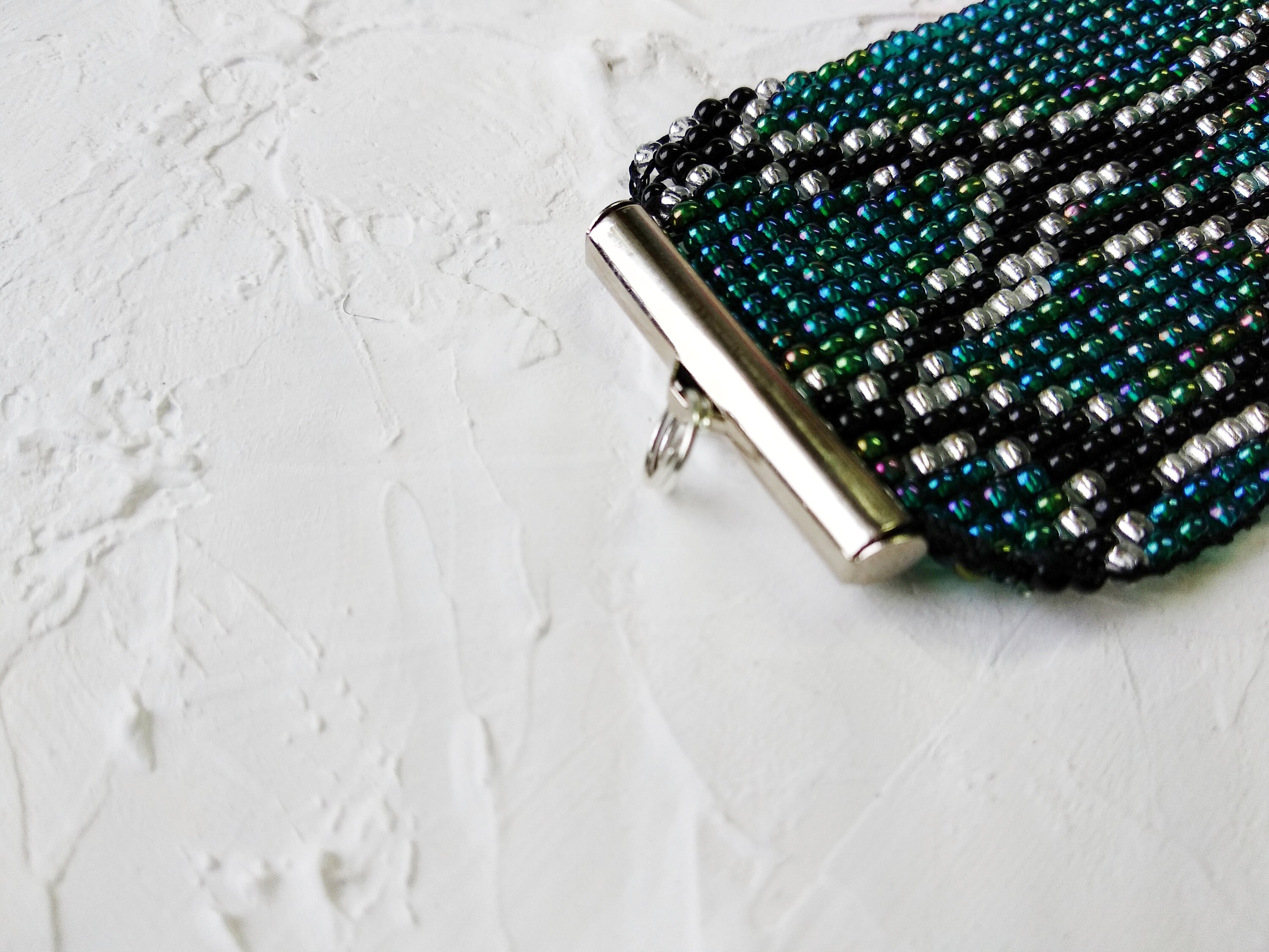 Wide Green Beaded Bracelet Snake Print Green Snake Bracelet - Etsy