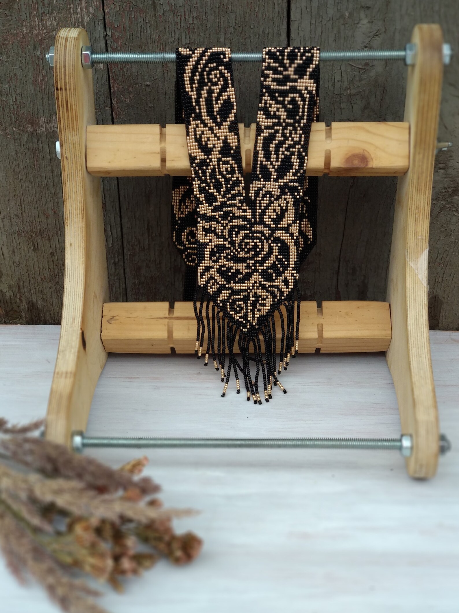 Beaded Loom Necklace Gerdan Flowers Pattern Mullti Strand Necklace Folk ...