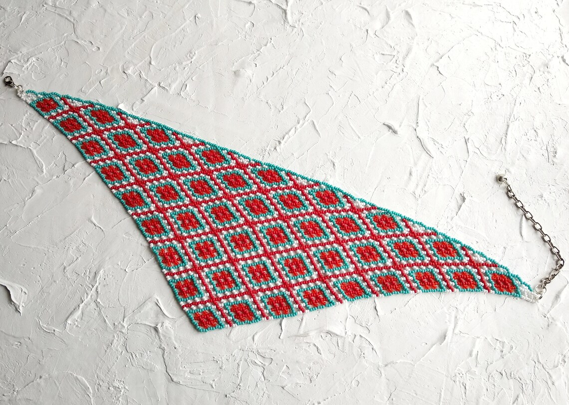 Beaded Scarf Necklace Beaded Netted Scarf Beaded Netted - Etsy