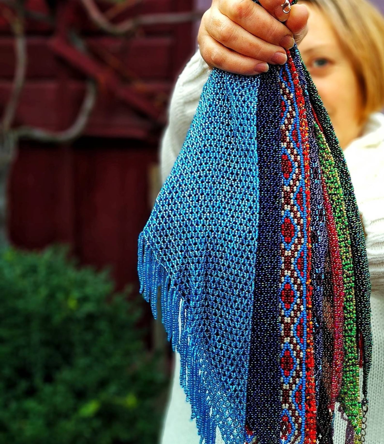 Beaded Scarf Necklace, Beaded Netted Scarf, Beaded Netted Necklace ...