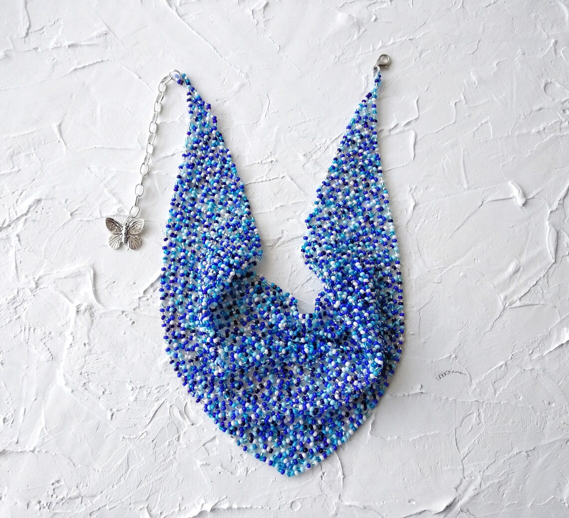 Beaded Scarf Necklace Beaded Netted Scarf Bead Netted - Etsy