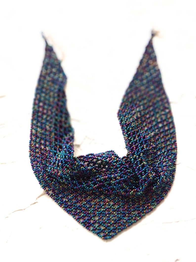 Beaded Scarf Necklace, Beaded Netted Scarf, Beaded Netted Necklace ...