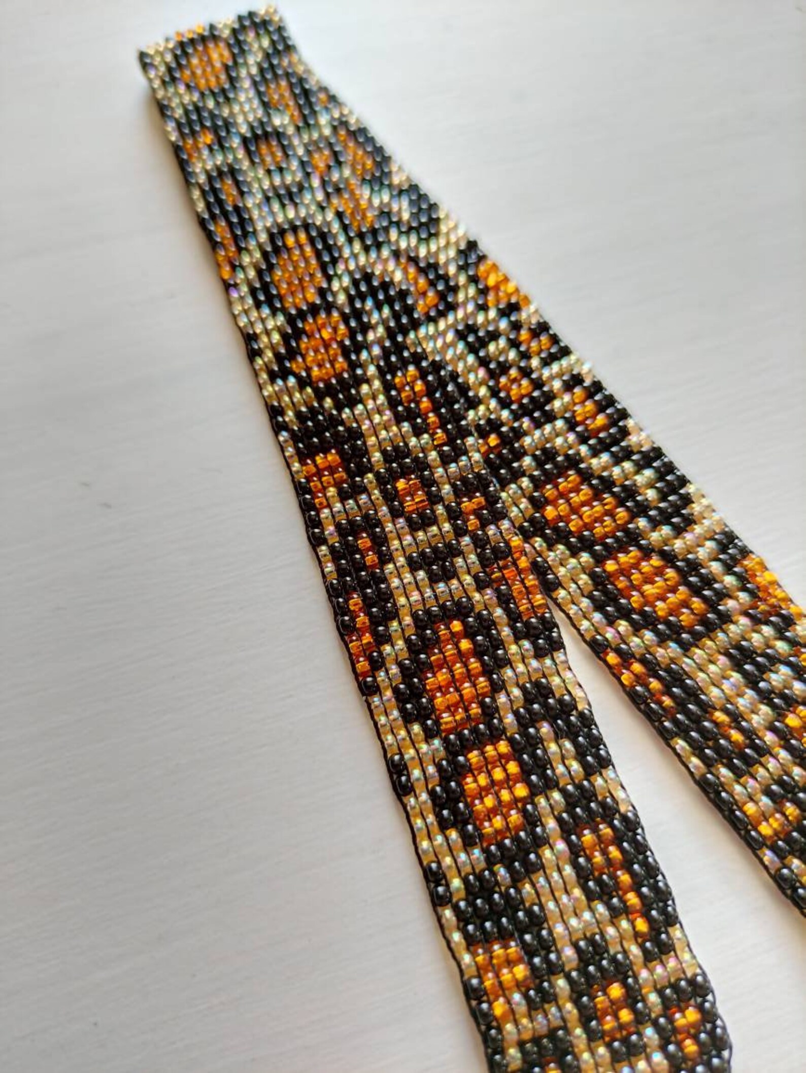 Seed Bead Sparkle Leopard Choker, Seed Bead Necklace, Boho Beaded ...