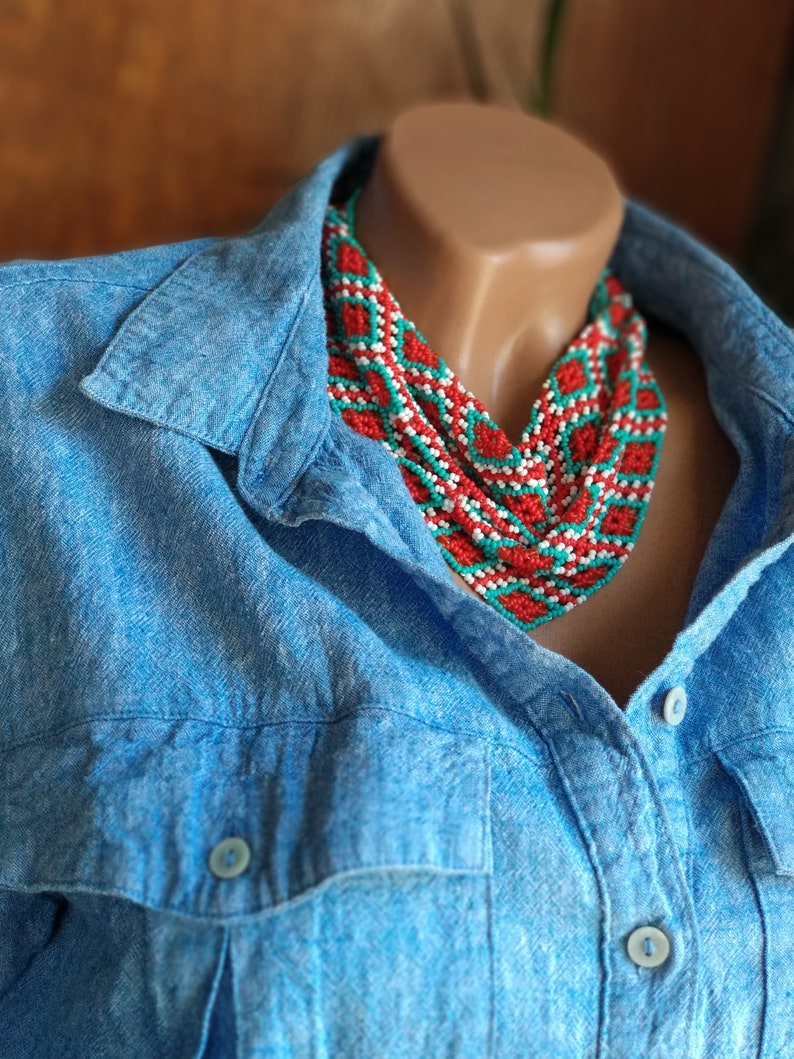 Beaded Scarf Necklace, Beaded Netted Scarf, Beaded Netted Necklace ...