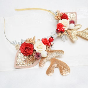 Reindeer Headband, Deer Headband, Fawn Headband, Deer Antler Flower ...