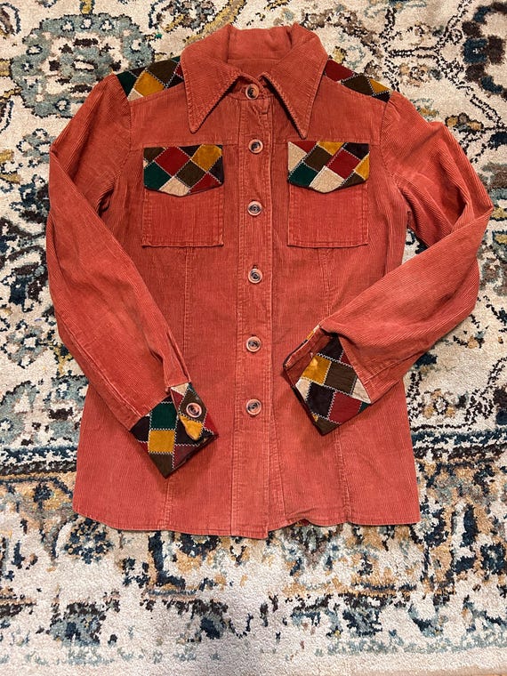 Vintage 70s corduroy button - Gem