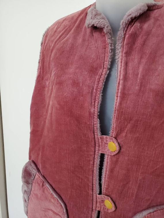 Vintage Dusty Rose Corduroy Long Bohemian Vest - Gem