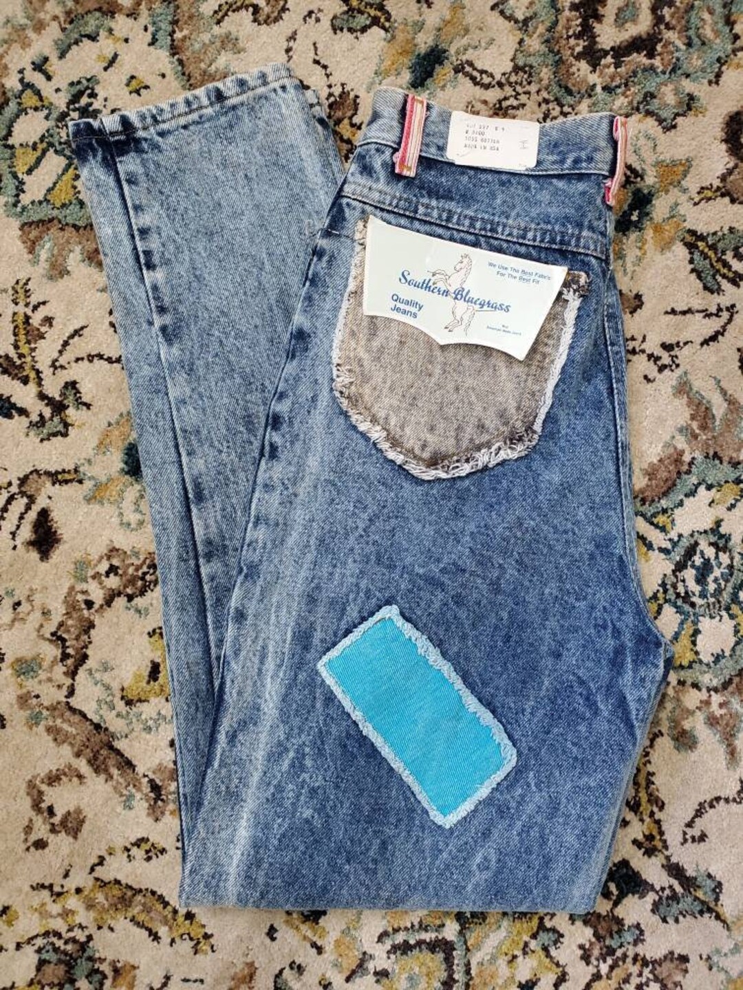 Deadstock Southern Bluegrass Patchwork Straight Leg Jeans - Etsy