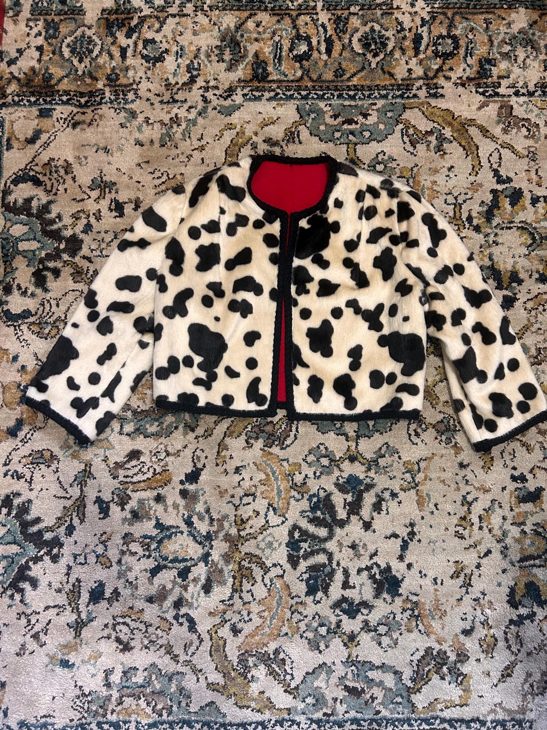 Vintage Handmade Cow Print Faux Fur Cropped Jacket - Etsy