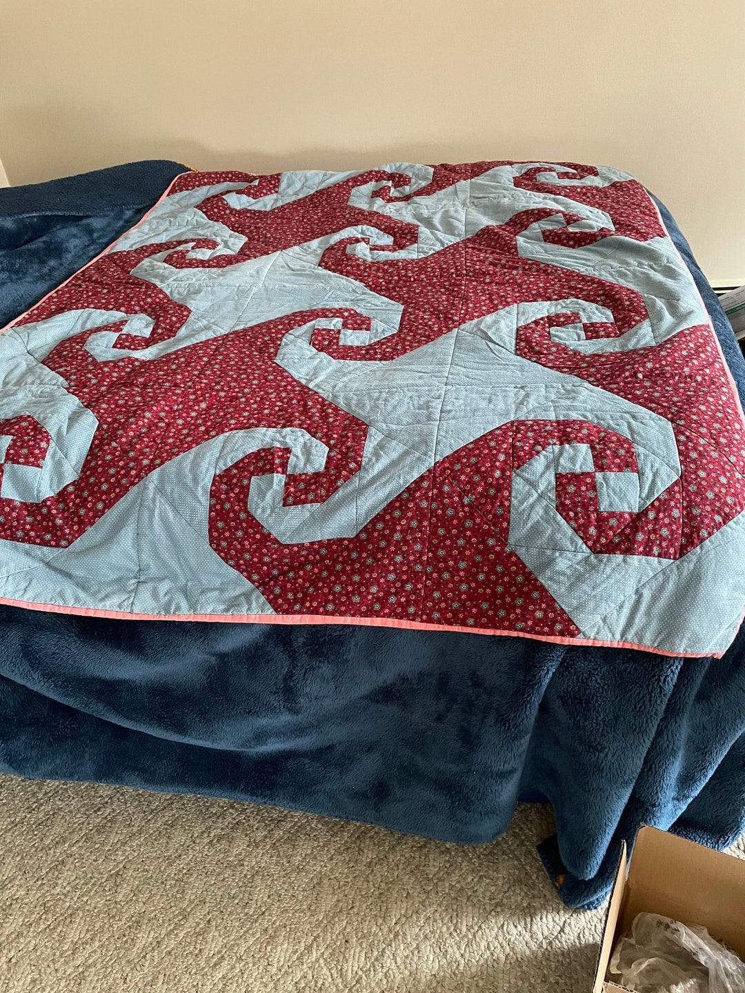 Vintage Snails' Trail Pattern Handmade/ Machine Quilted Twin Size Quilt ...