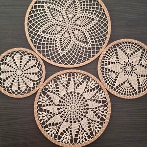 Handmade Crochet Lace Wall Hanging Ornaments, Boho Lace Set, Wall Decor ...
