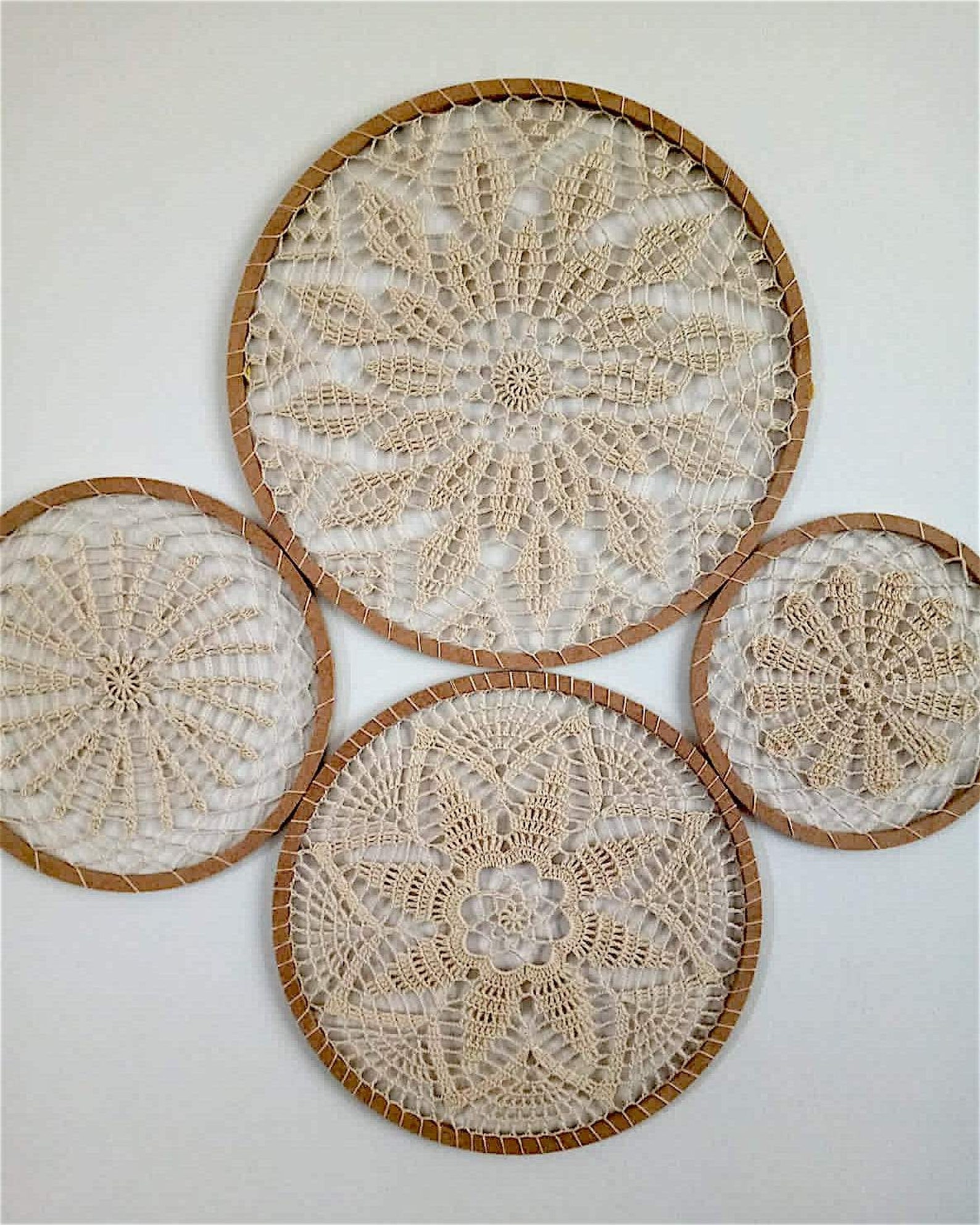 Handmade Crochet Lace Wall Hanging Ornaments, Boho Lace Set, Wall Decor ...