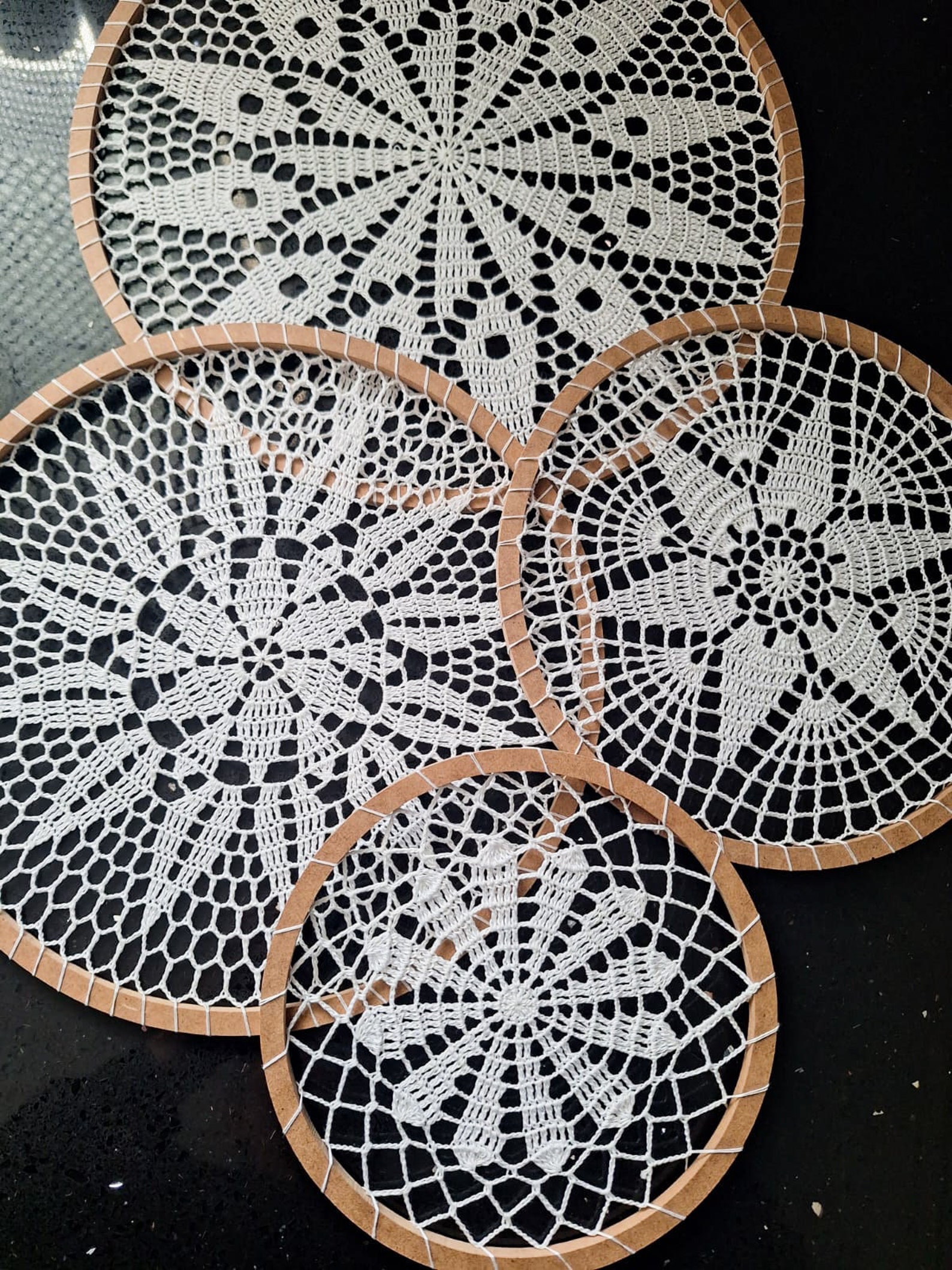 Handmade Crochet Lace Wall Hanging Ornaments, Boho Lace Set, Wall Decor ...
