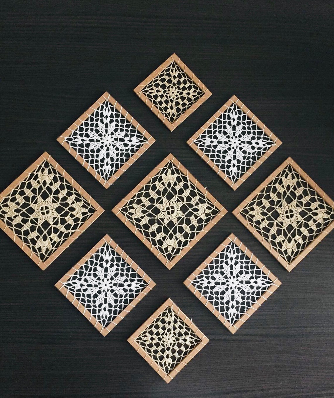Handmade Crochet Lace Wall Hanging Ornaments, Boho Lace Set, Wall Decor ...