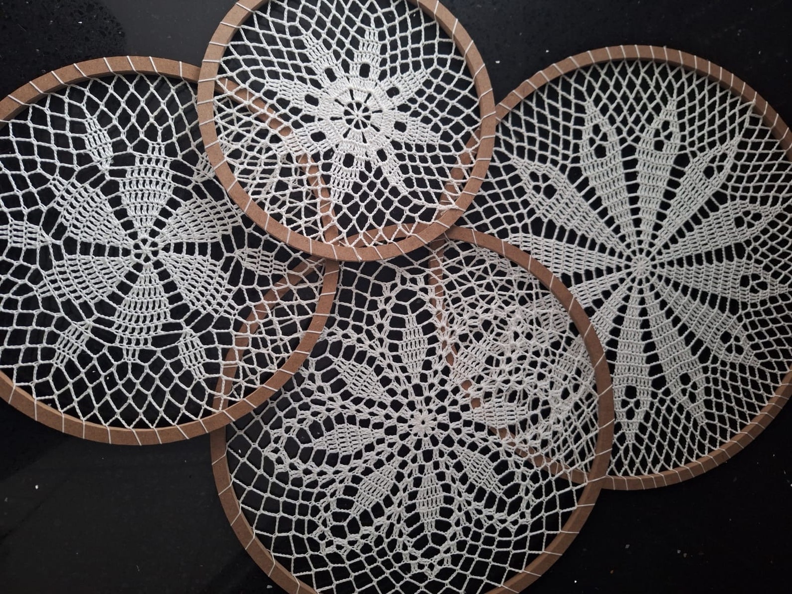 Handmade Crochet Lace Wall Hanging Ornaments, Boho Lace Set, Wall Decor ...