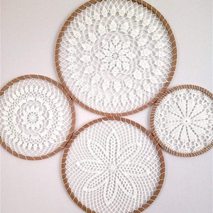 Handmade Crochet Lace Wall Hanging Ornaments, Boho Lace Set, Wall Decor ...