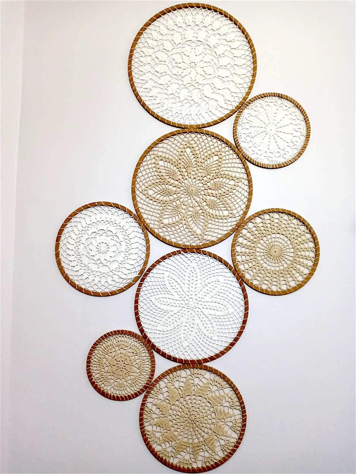 Handmade Crochet Lace Wall Hanging Ornaments, Boho Lace Set, Wall Decor ...