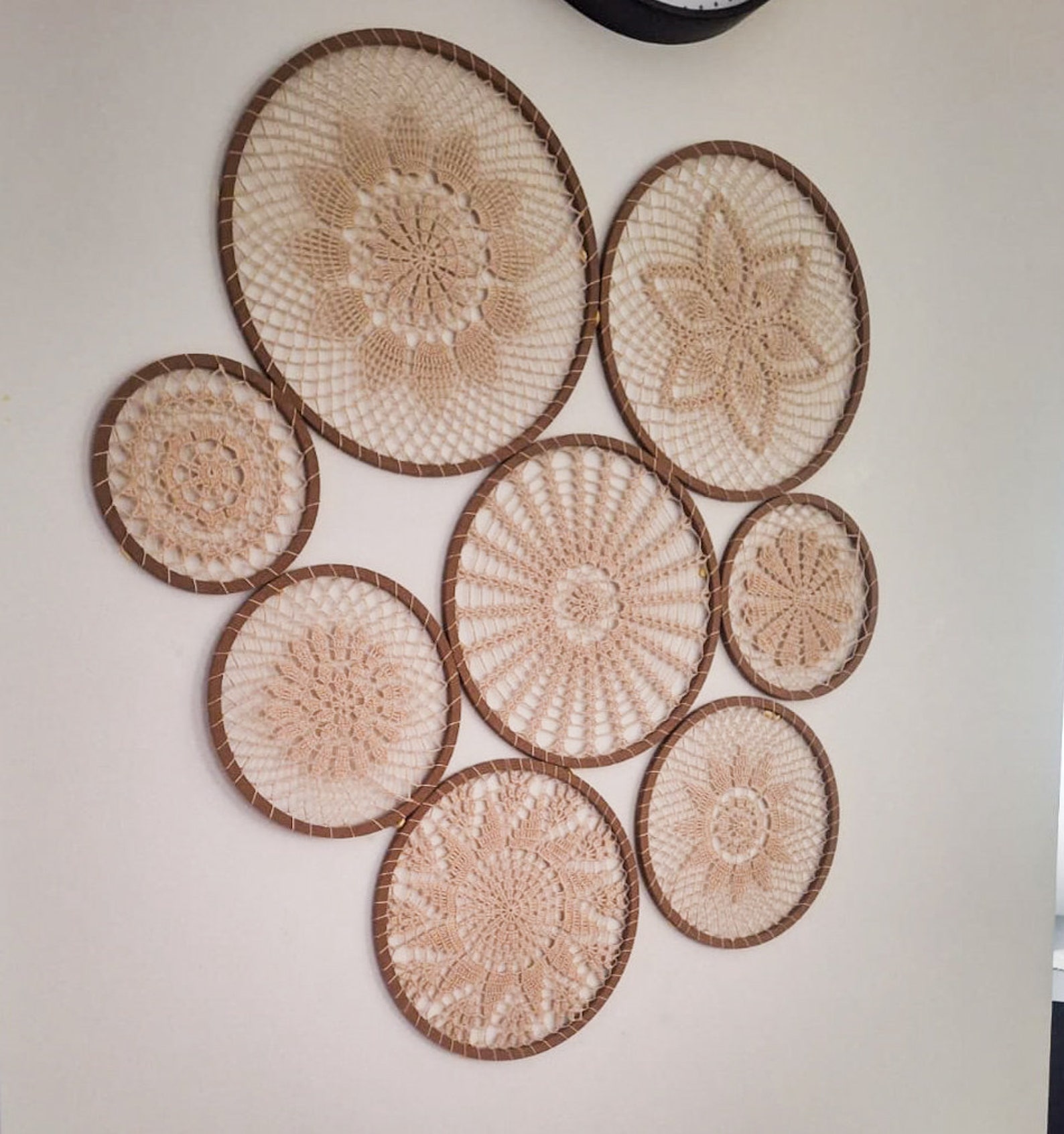 Handmade Crochet Lace Wall Hanging Ornaments, Boho Lace Set, Wall Decor ...