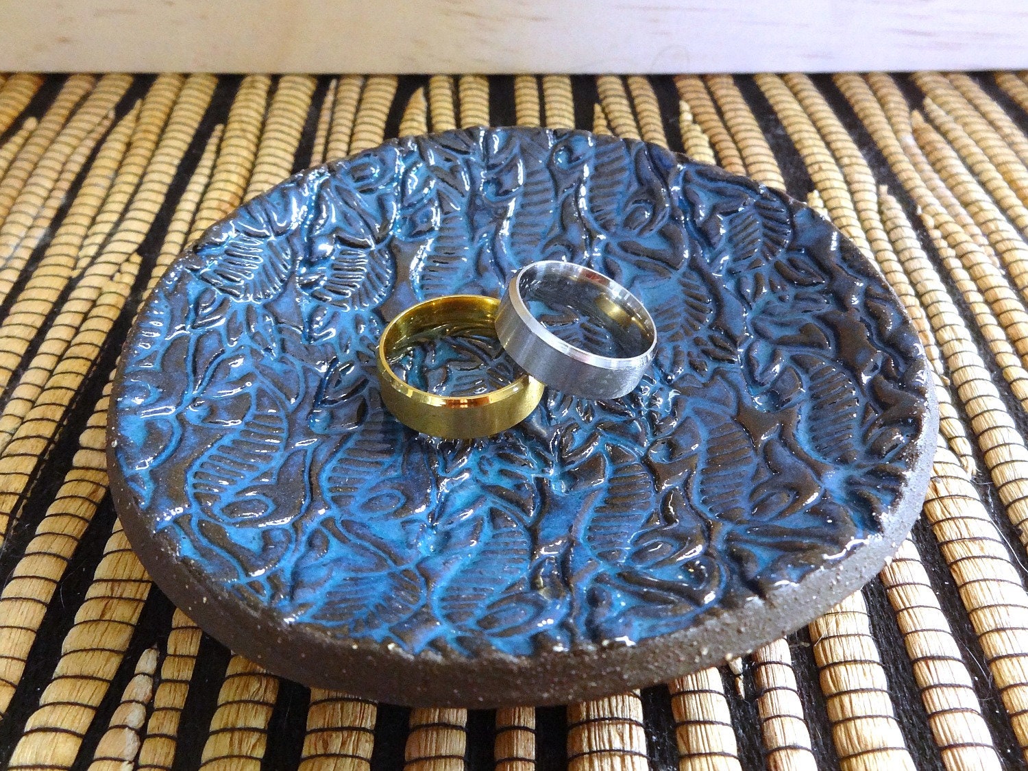 Rustic Blue Ceramic Ring Holder. Ring Dish Ring Bowl. - Etsy