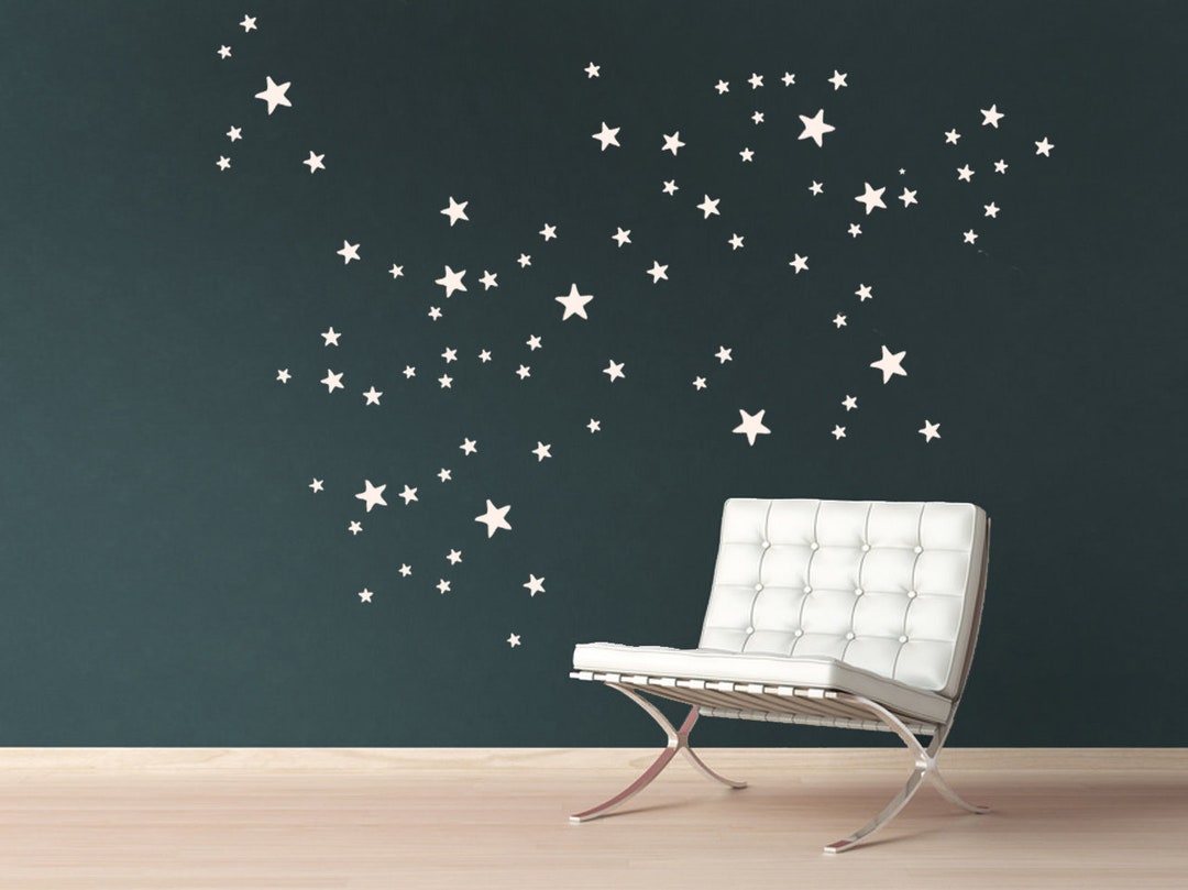 White Star Wall Decals, Set of 90 Mixed Sized Wall Sticker Stars (2.5 ...