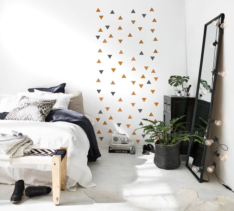 Triangle Wall Decals 3-colored, 5cm (2,5'') Boho Triangle Wall Stickers ...