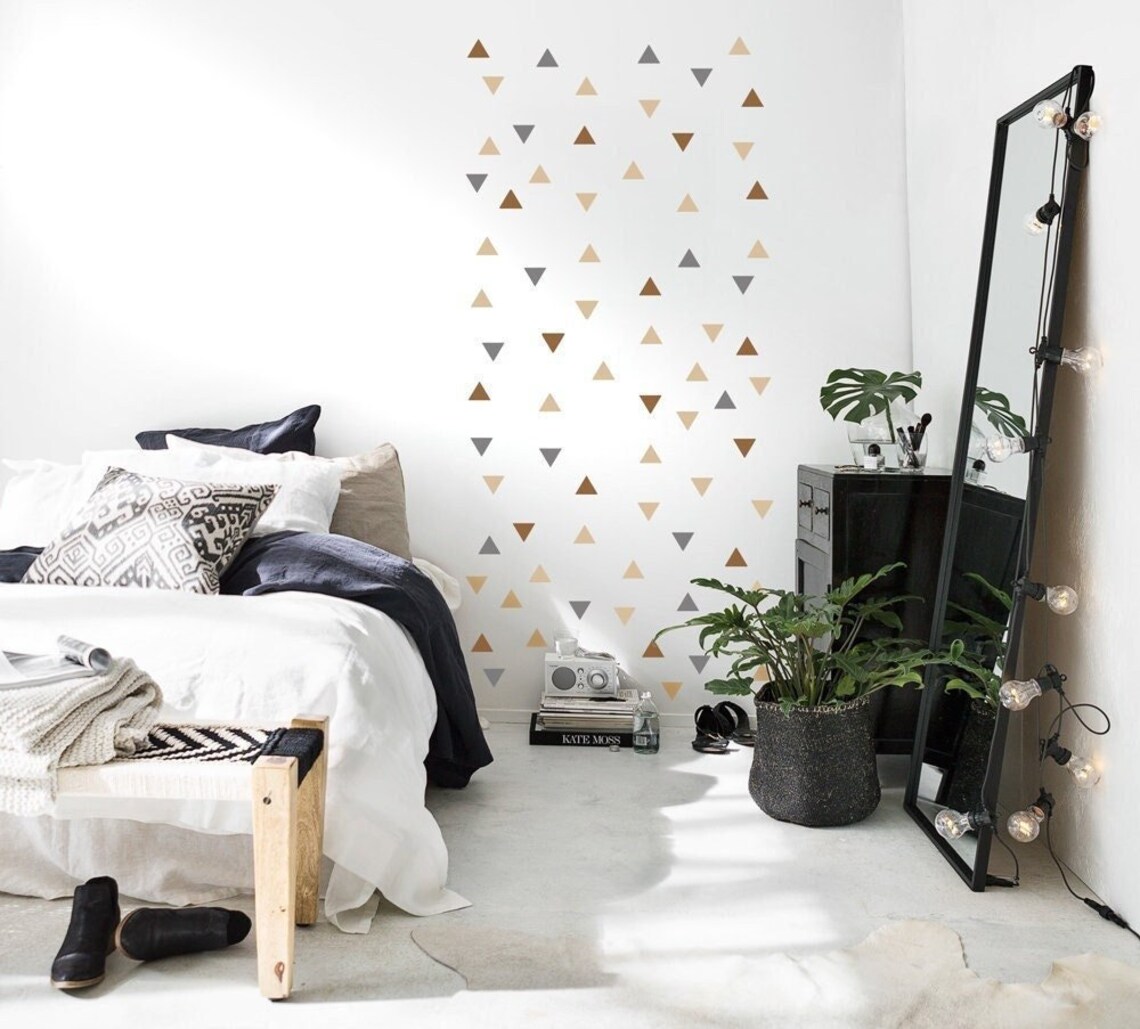 Triangle Wall Decals 3-colored, 5cm (2,5'') Boho Triangle Wall Stickers ...