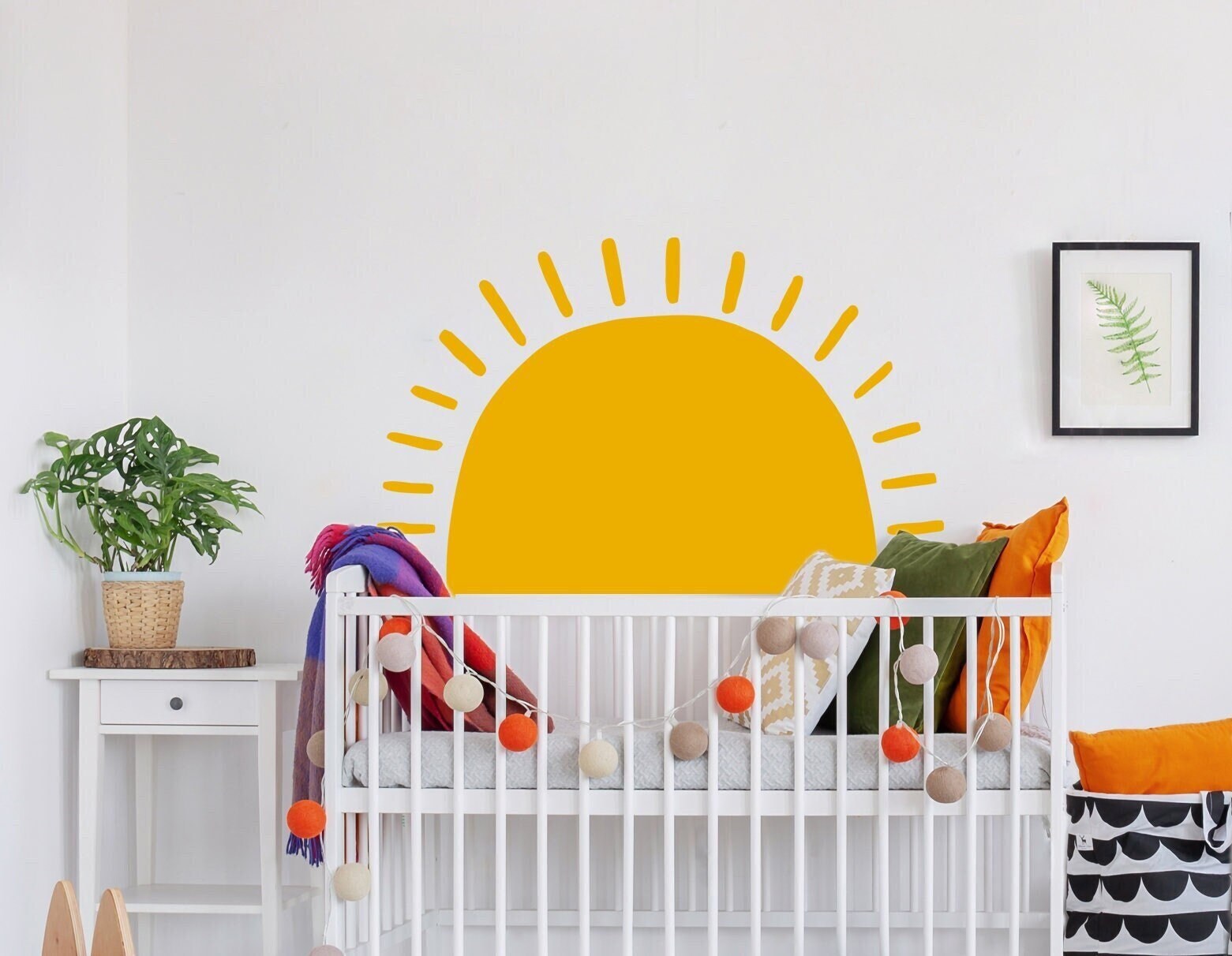 Sun Wall Decal, Large Rising Sun Decal, Boho Half Sun Wall Sticker ...